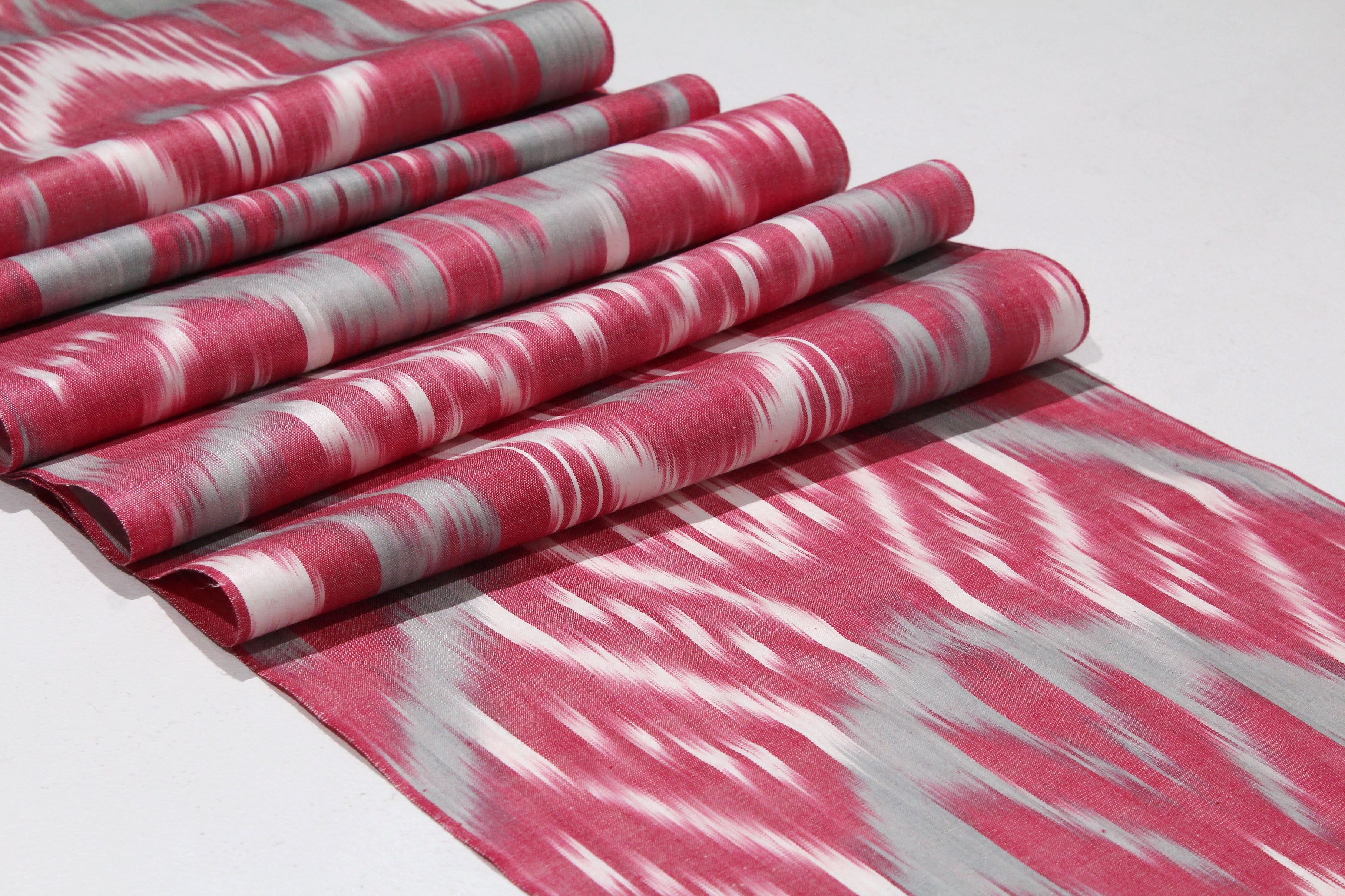 Red and Grey Cotton Ikat Fabric - Natural Ikat Curtain Fabric, Upholst ...