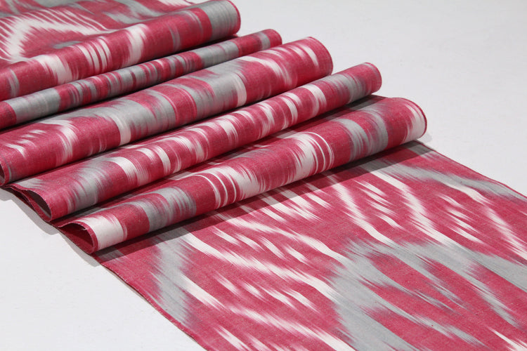 Red and Grey Cotton Ikat Fabric - Natural Ikat Curtain Fabric, Upholst ...