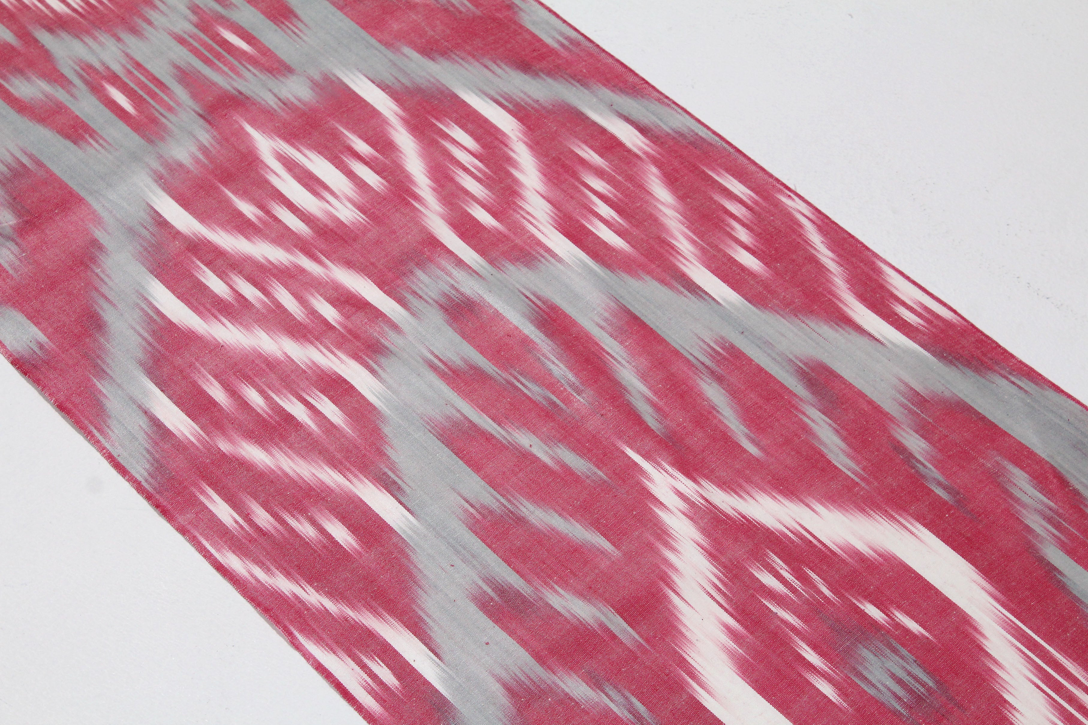 Red and Grey Cotton Ikat Fabric - Natural Ikat Curtain Fabric, Upholst ...